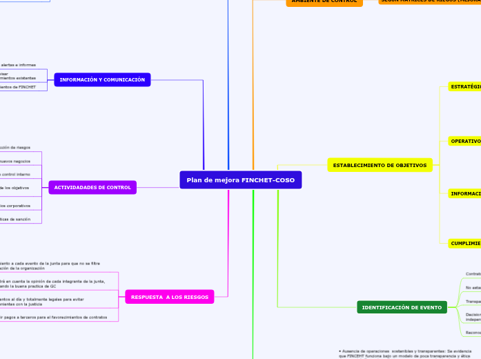 Plan de mejora FINCHET-COSO - Mind Map